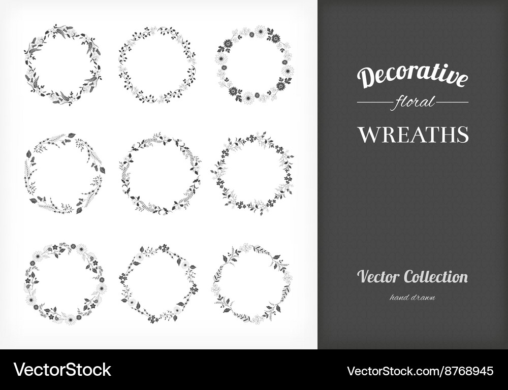 Floral Hand Drawn Wreaths Royalty Free Vector Image