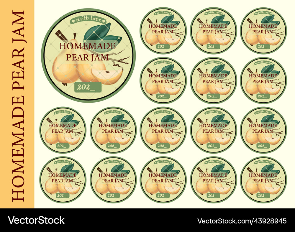 Label for homemade jam pear jam packing Royalty Free Vector