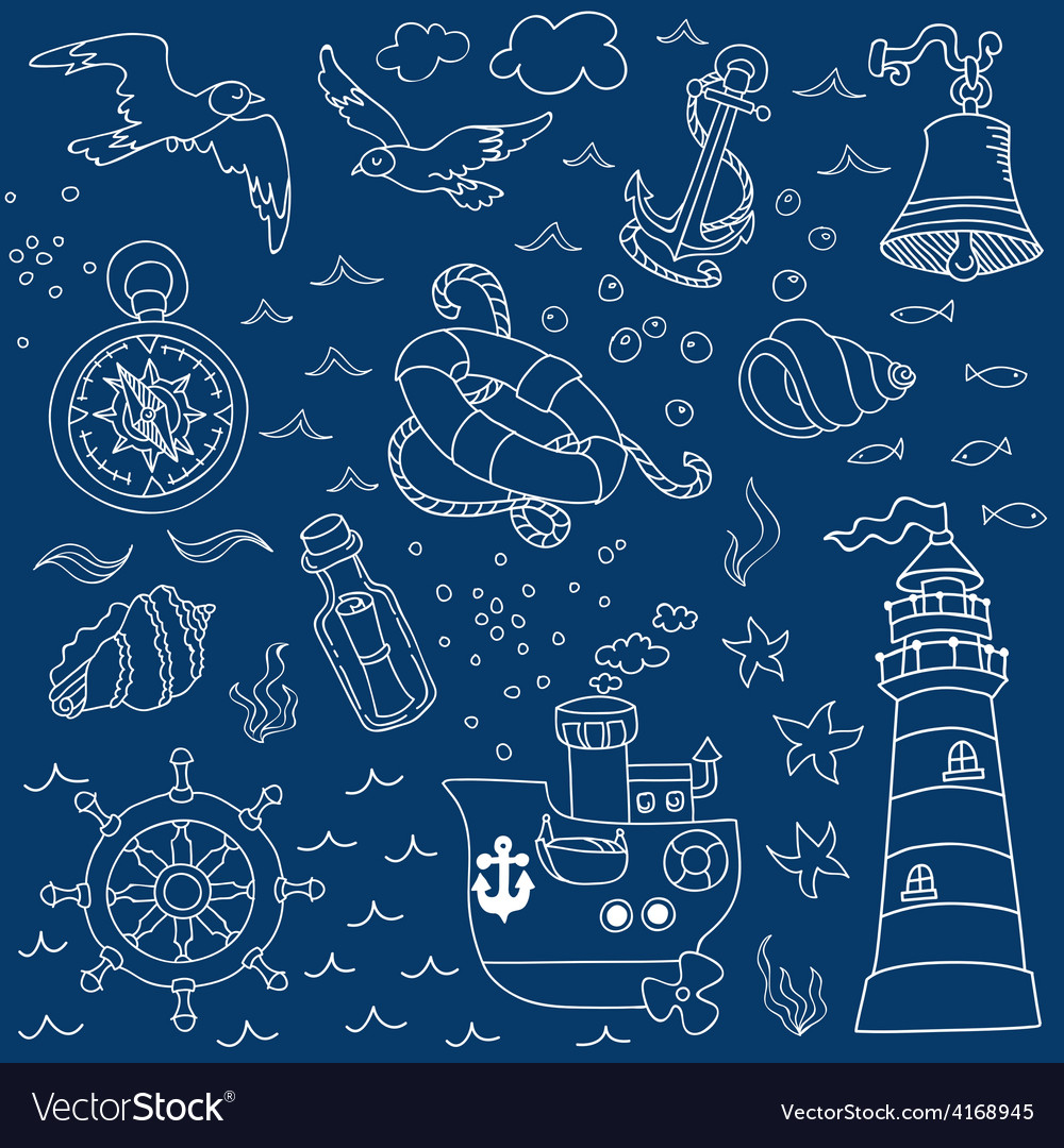 Nautical Sea Design Elements Royalty Free Vector Image