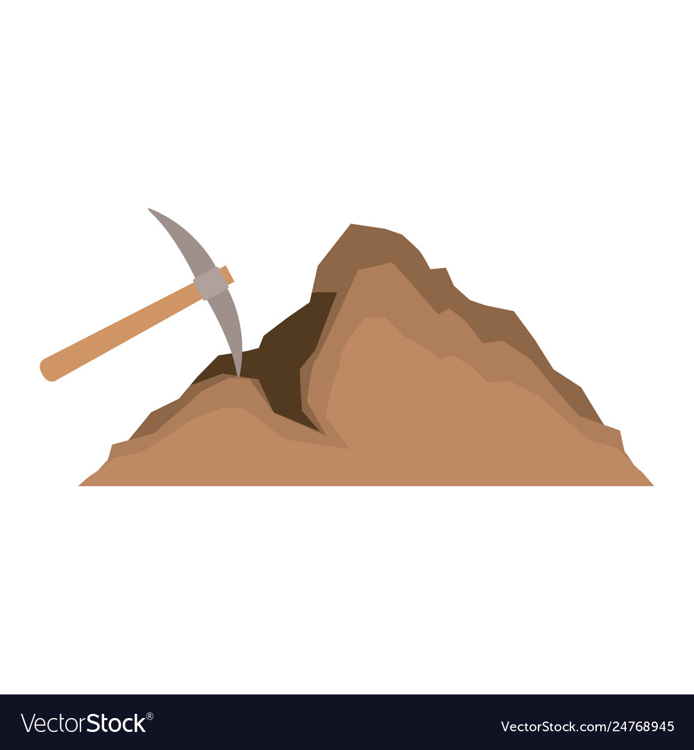 Pick mining tool with mine Royalty Free Vector Image