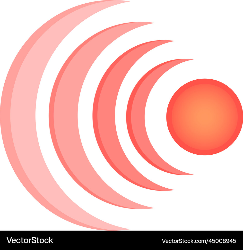 Red radar waves pain spot hurt mark Royalty Free Vector