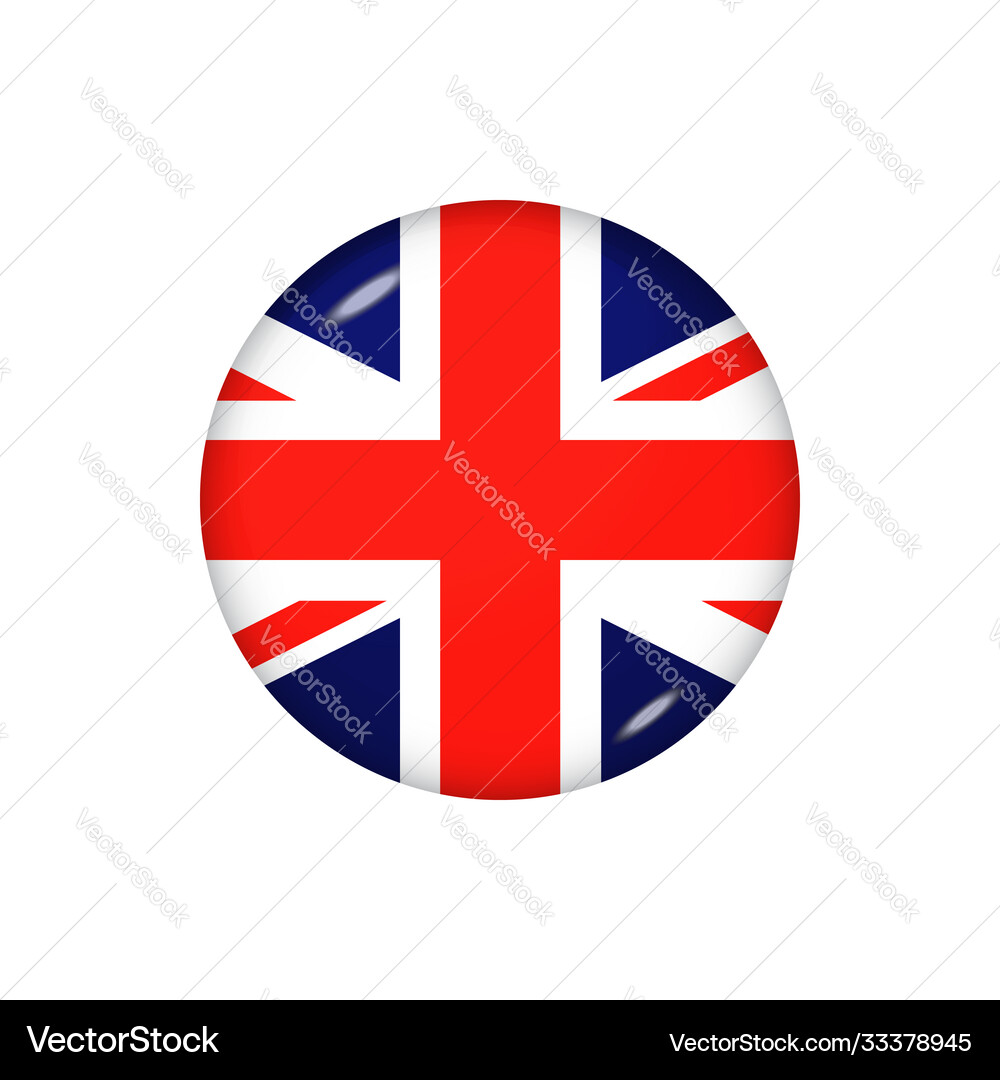 Round flag united kingdom button icon glossy Vector Image