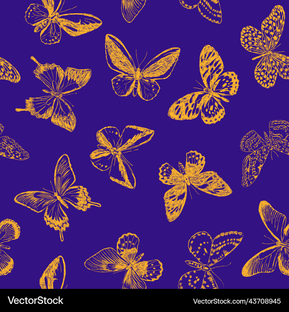 Seamless pattern of outline silhouettes various Vector Image