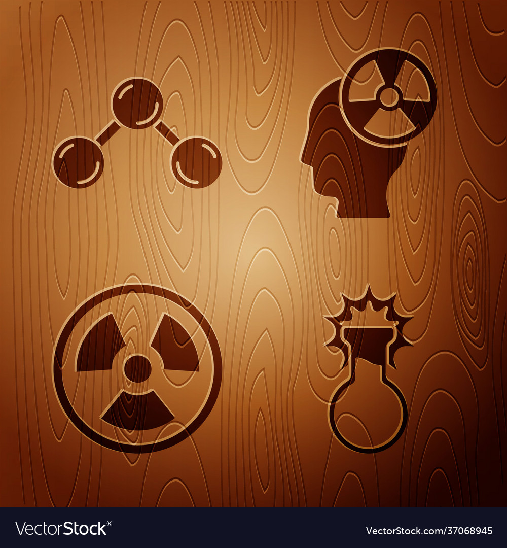 Set Test Tube And Flask Molecule Radioactive Vector Image