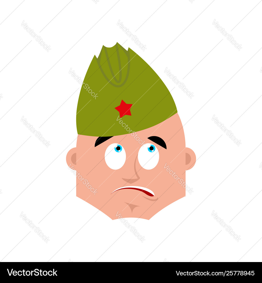 Soviet soldier confused emoji oops retro russian Vector Image