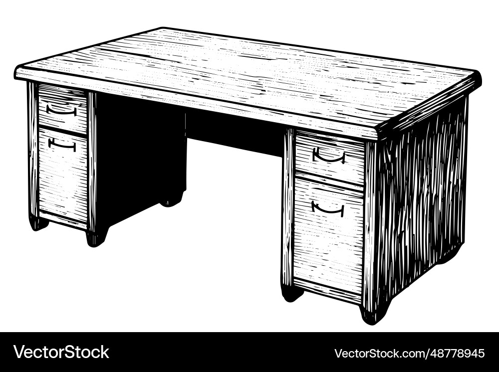 Writing desk hand drawn ink sketch engraving Vector Image