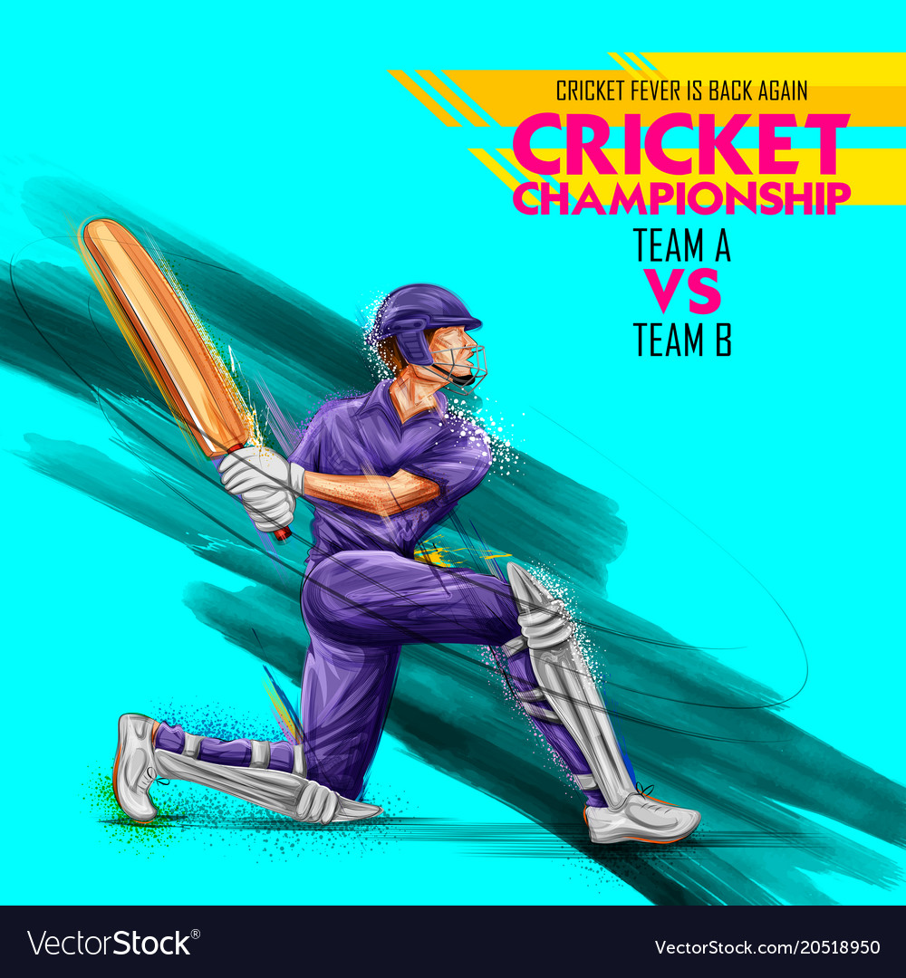 Batsman playing cricket championship sports Vector Image
