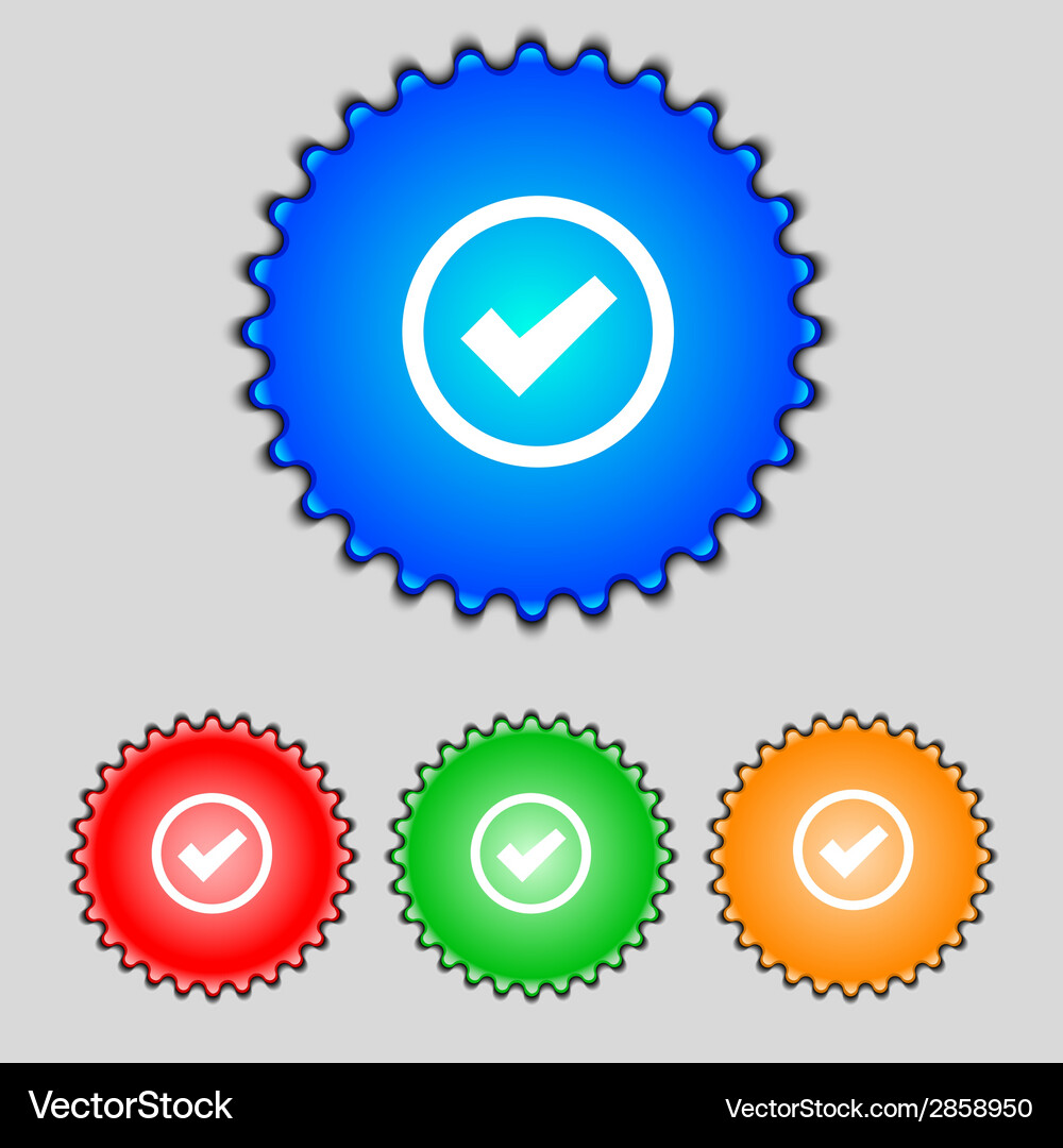 Check mark sign icon confirm approved symbol set Vector Image