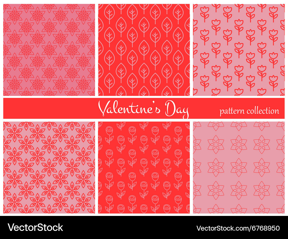 Collection of six floral patterns Royalty Free Vector Image