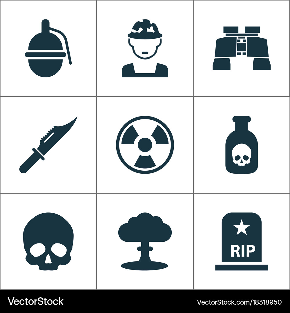 Combat icons set collection of bombshell Vector Image