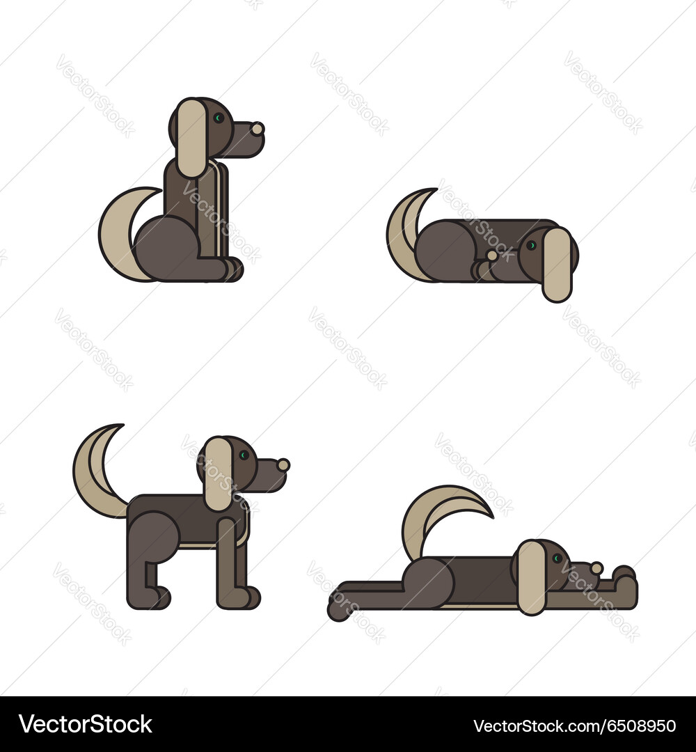 Dog in 4 positions Royalty Free Vector Image - VectorStock