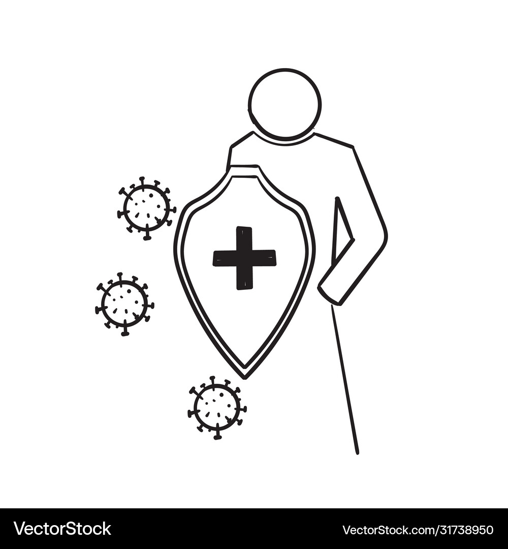 Doodle virus germs and bacteria protection Vector Image