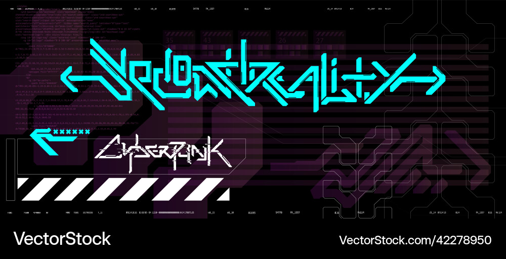 Futuristic calligraphy in cyberpunk style Vector Image
