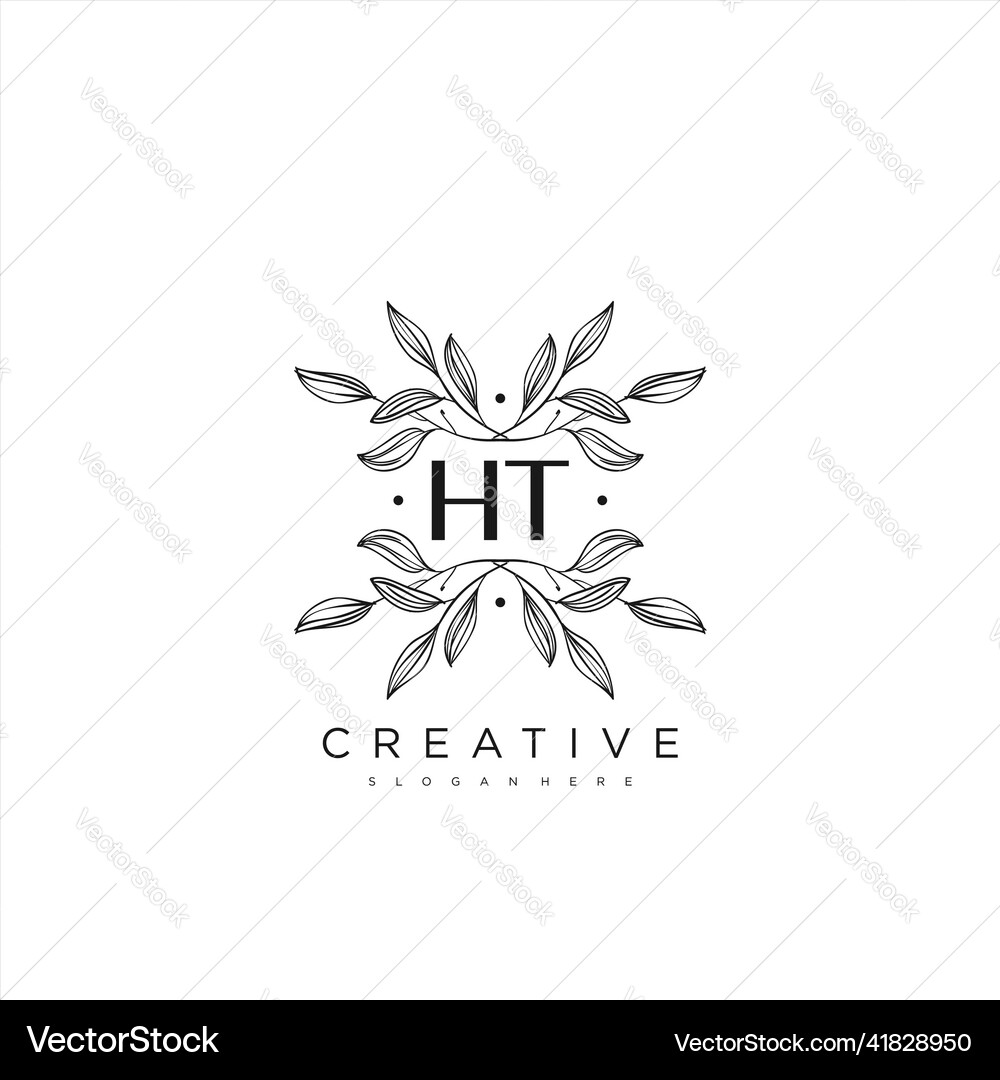 Ht initial letter flower logo template premium art