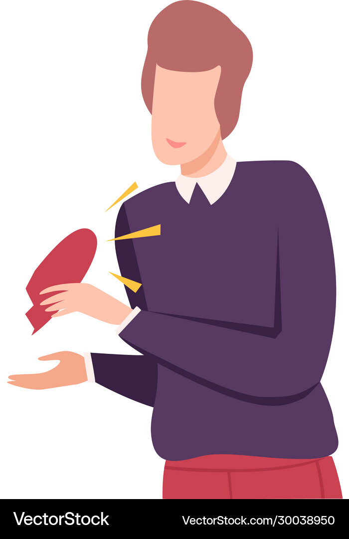 Lonely and sad young man standing with half Vector Image