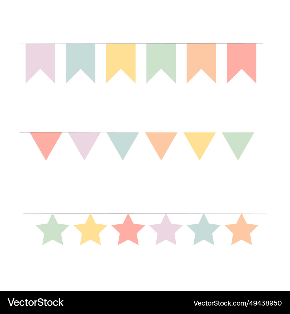 Party flags in pastel palette Royalty Free Vector Image