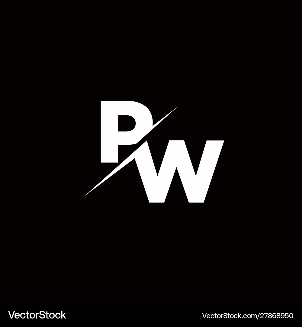Pw logo letter monogram slash with modern Vector Image