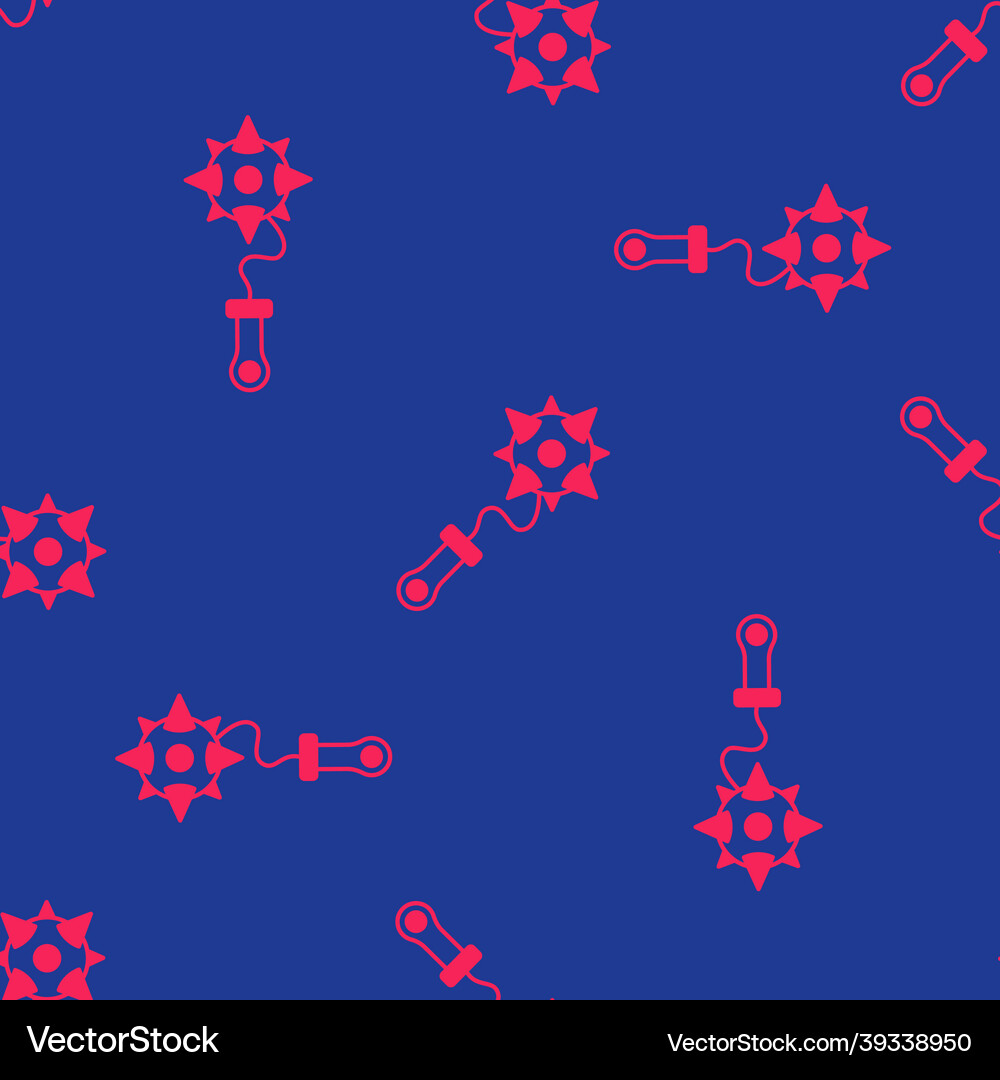 Red medieval chained mace ball icon isolated Vector Image