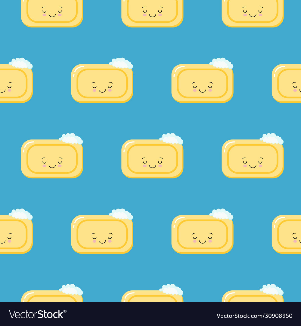 Seamless pattern pieces solid yellow soap cute Vector Image