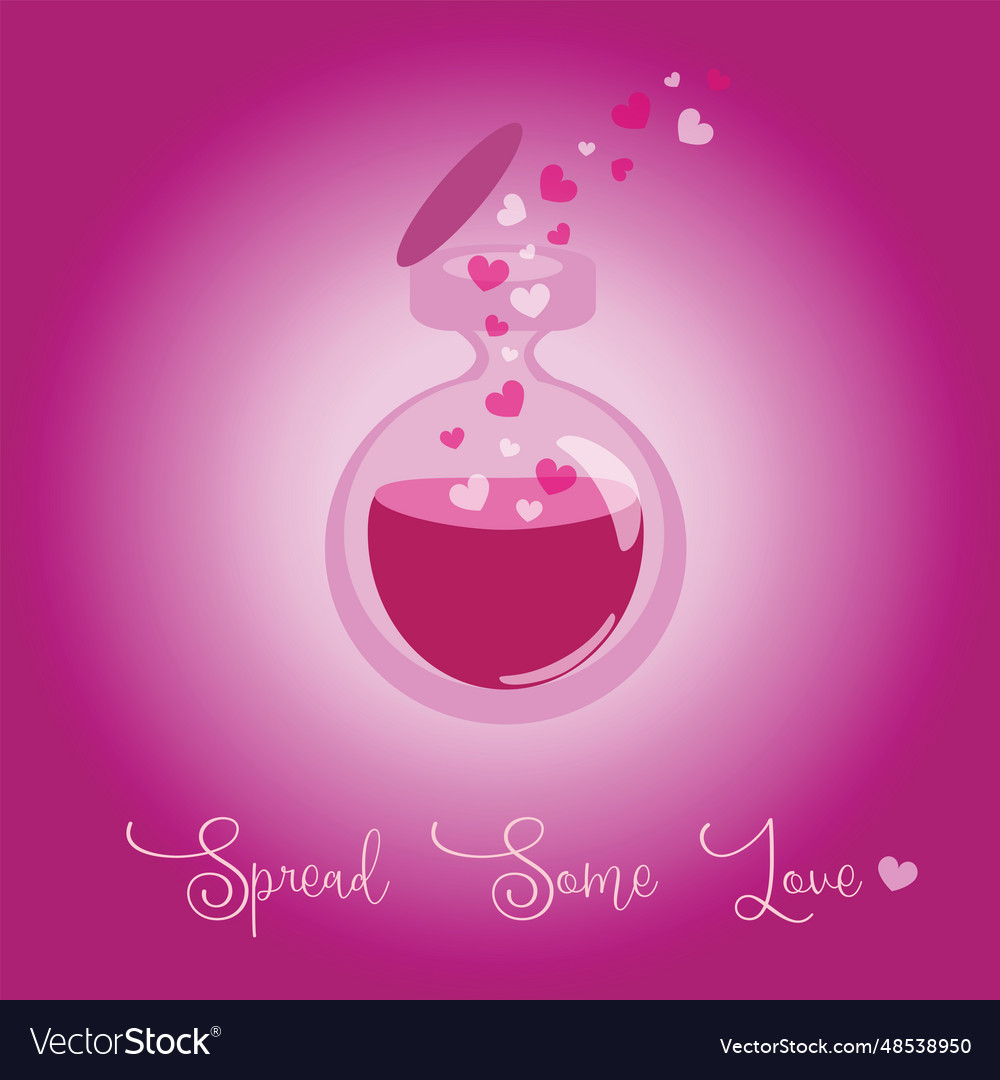 Spread some love - magic bottle with hearts Vector Image