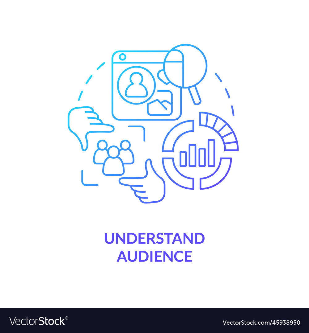 Understand audience blue gradient concept icon Vector Image