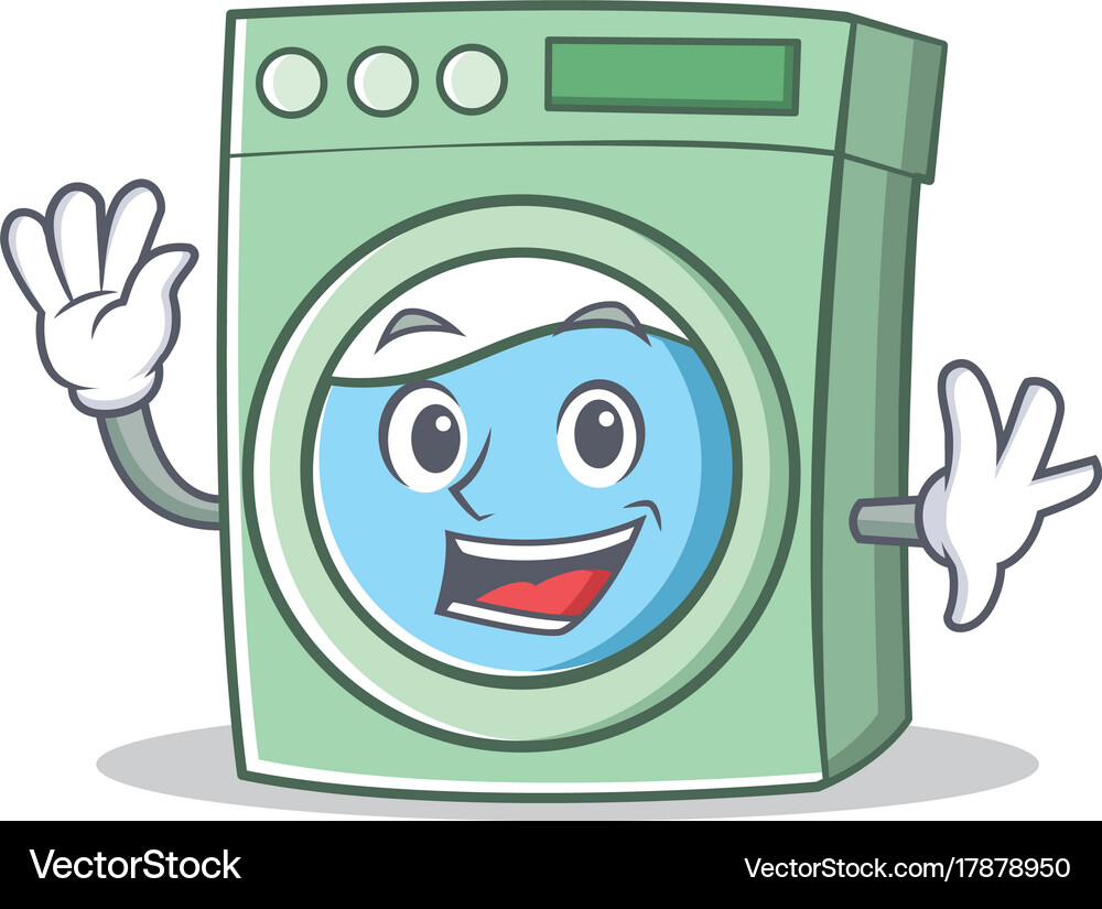 Waving washing machine character cartoon Vector Image
