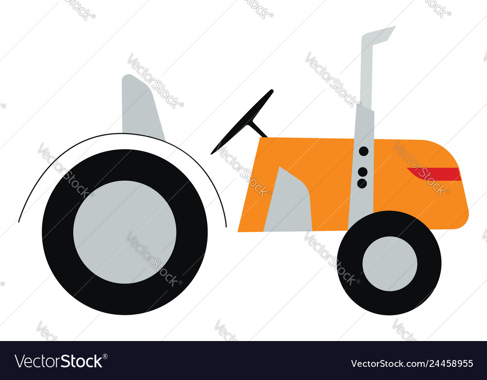 An orange tractor for farming or color Royalty Free Vector