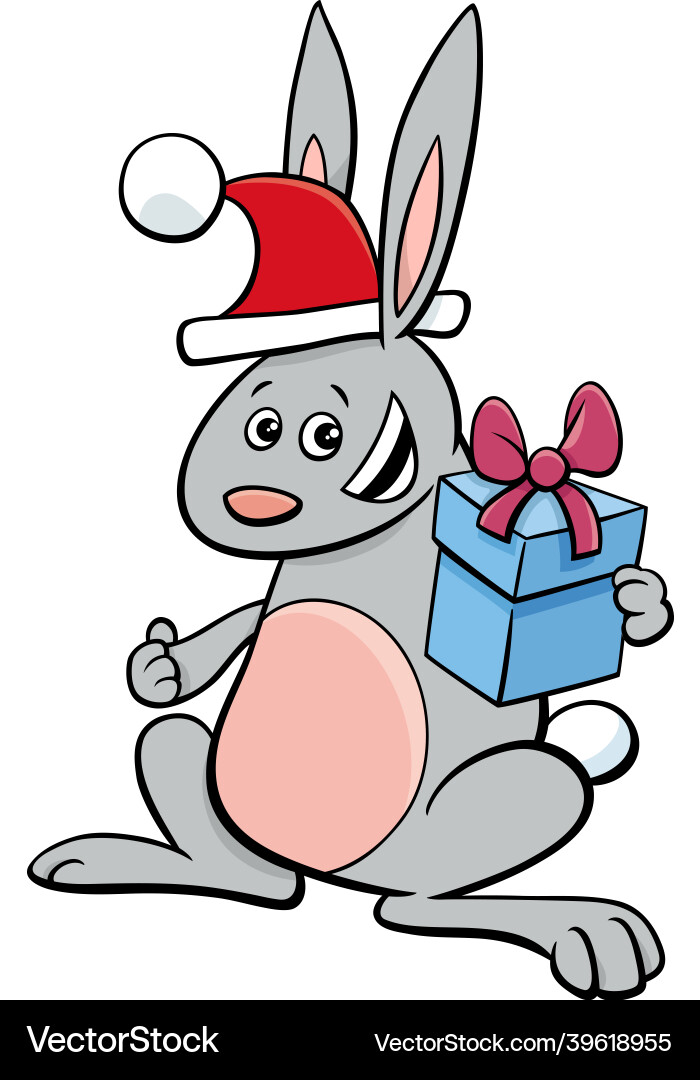 Cartoon rabbit animal character with gift Vector Image