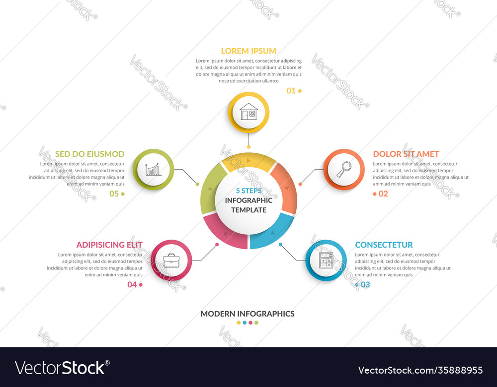 Circle infographics - five elements Royalty Free Vector