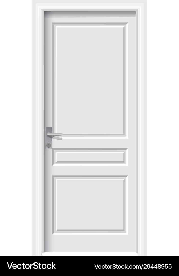 Closed white door in a room Royalty Free Vector Image