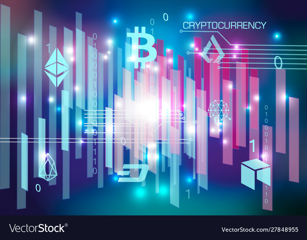 Cryptocurrency abstract background in violet color