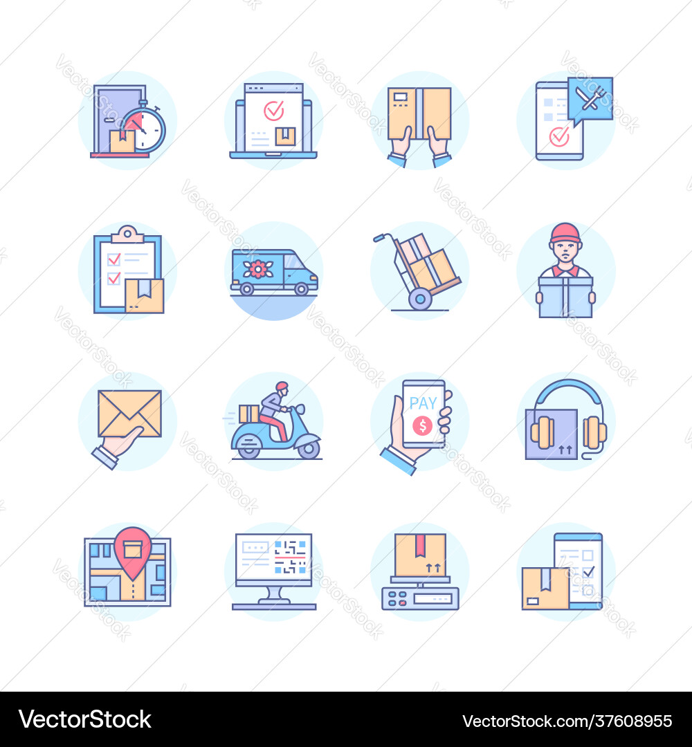 Delivery services - line design style icons set Vector Image