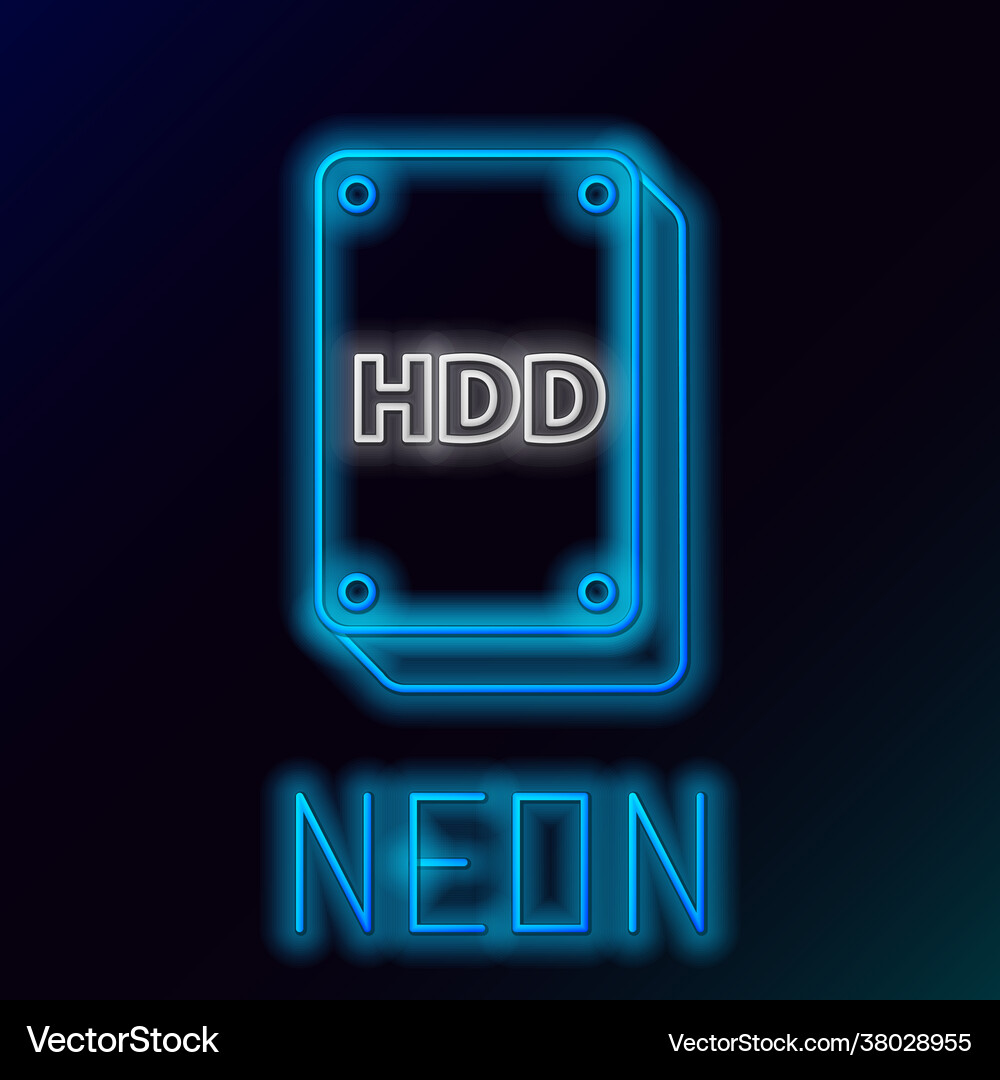 Glowing neon line hard disk drive hdd icon Vector Image