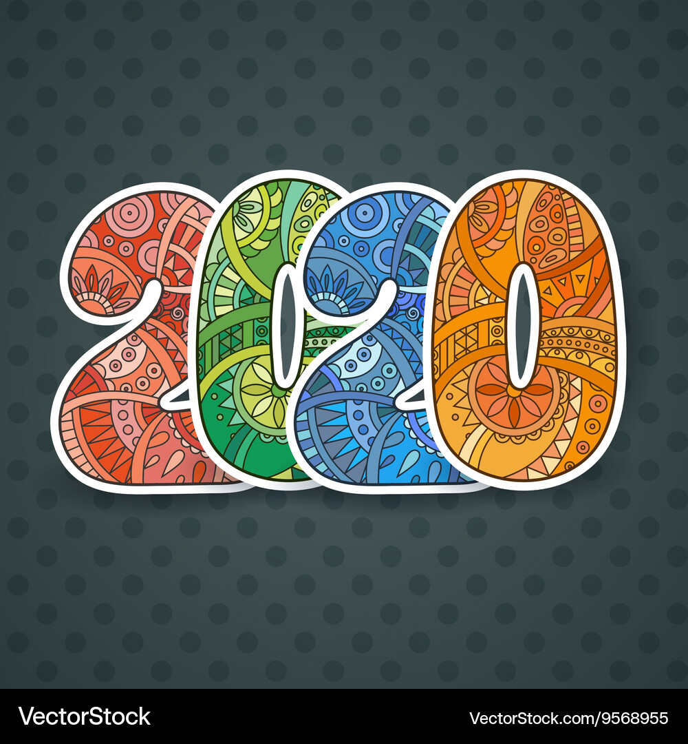 Happy new year 2020 celebration number Royalty Free Vector