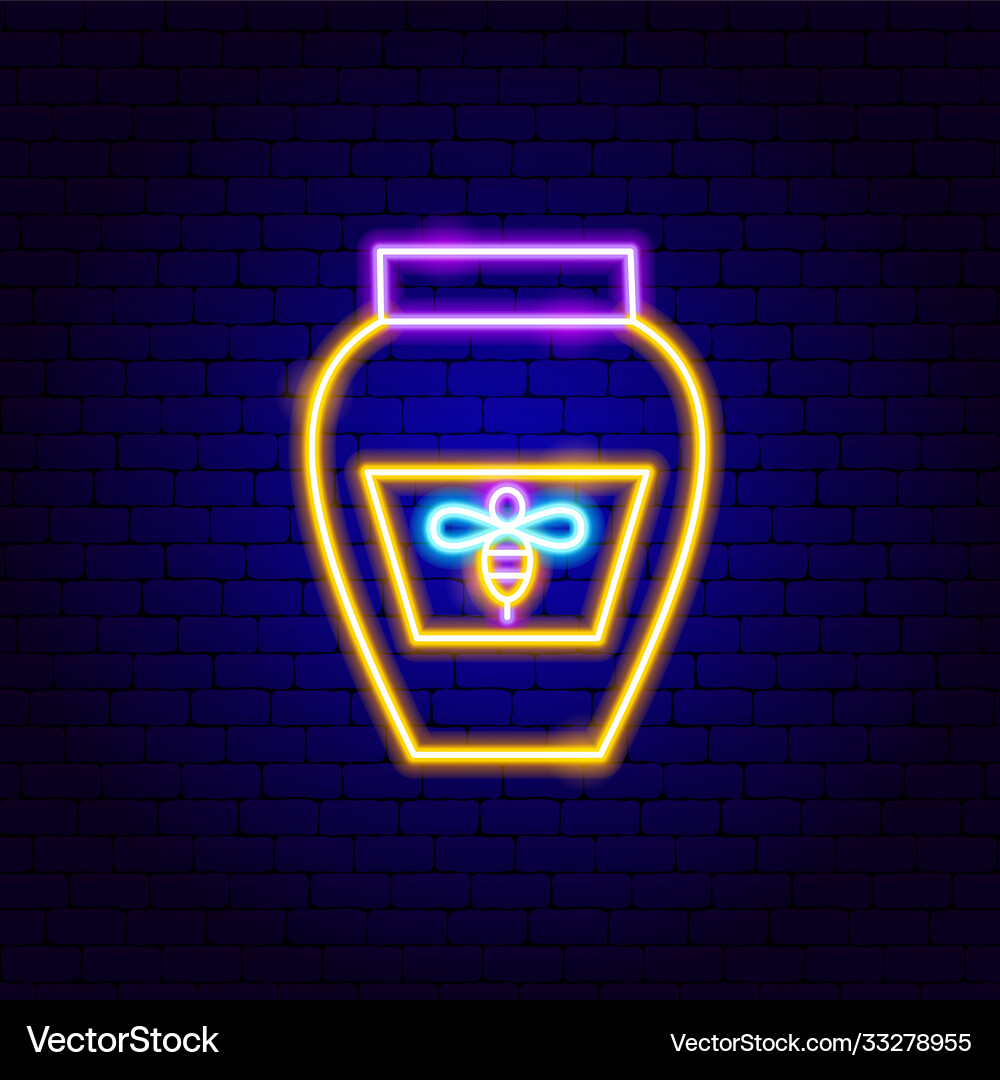 Honey jar neon sign Royalty Free Vector Image - VectorStock