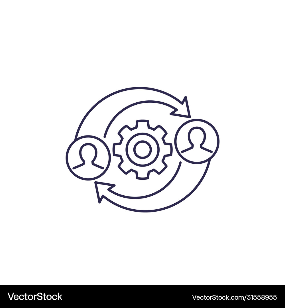 Hr management line icon on white Royalty Free Vector Image