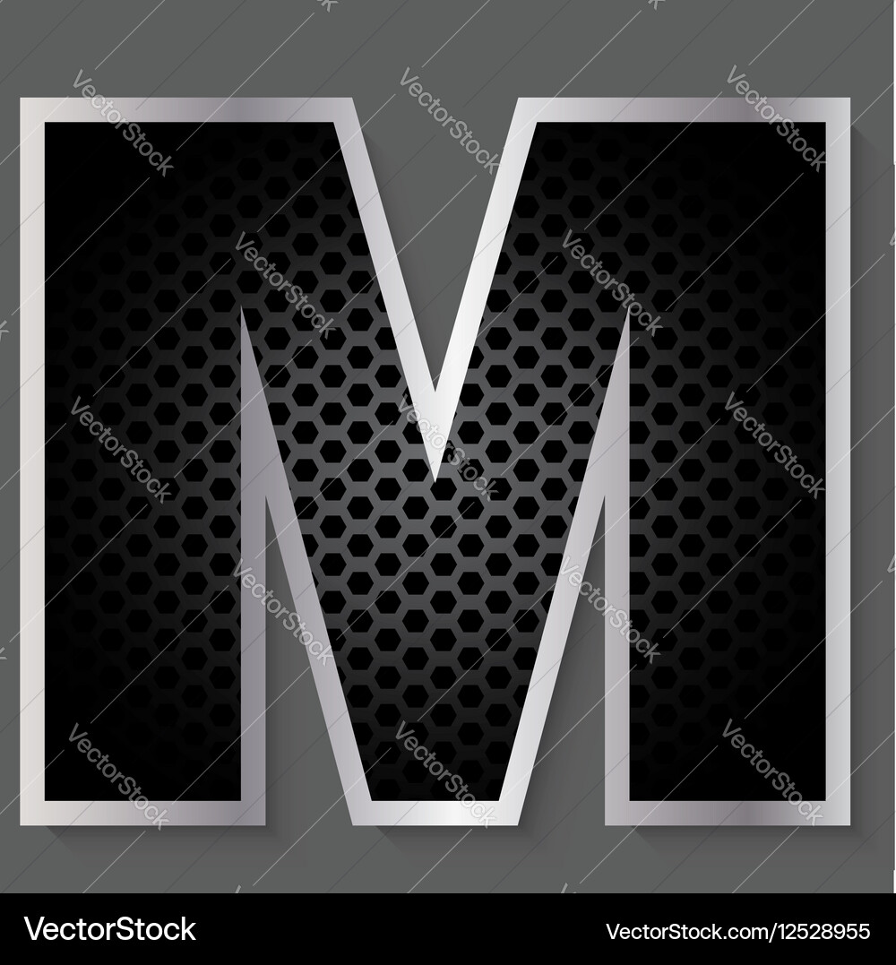 Metal grid font - letter m Royalty Free Vector Image