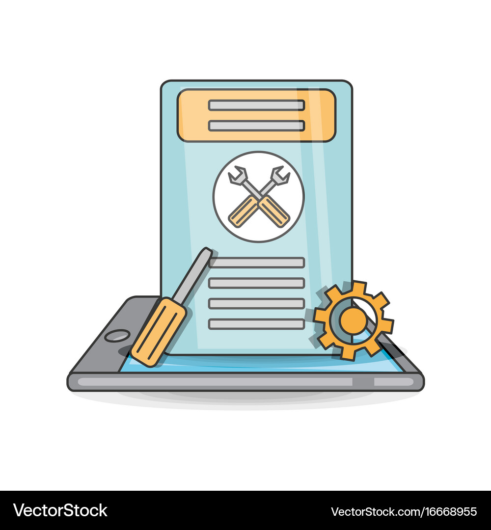 Mobile repair with wrench and screwdriver tools Vector Image