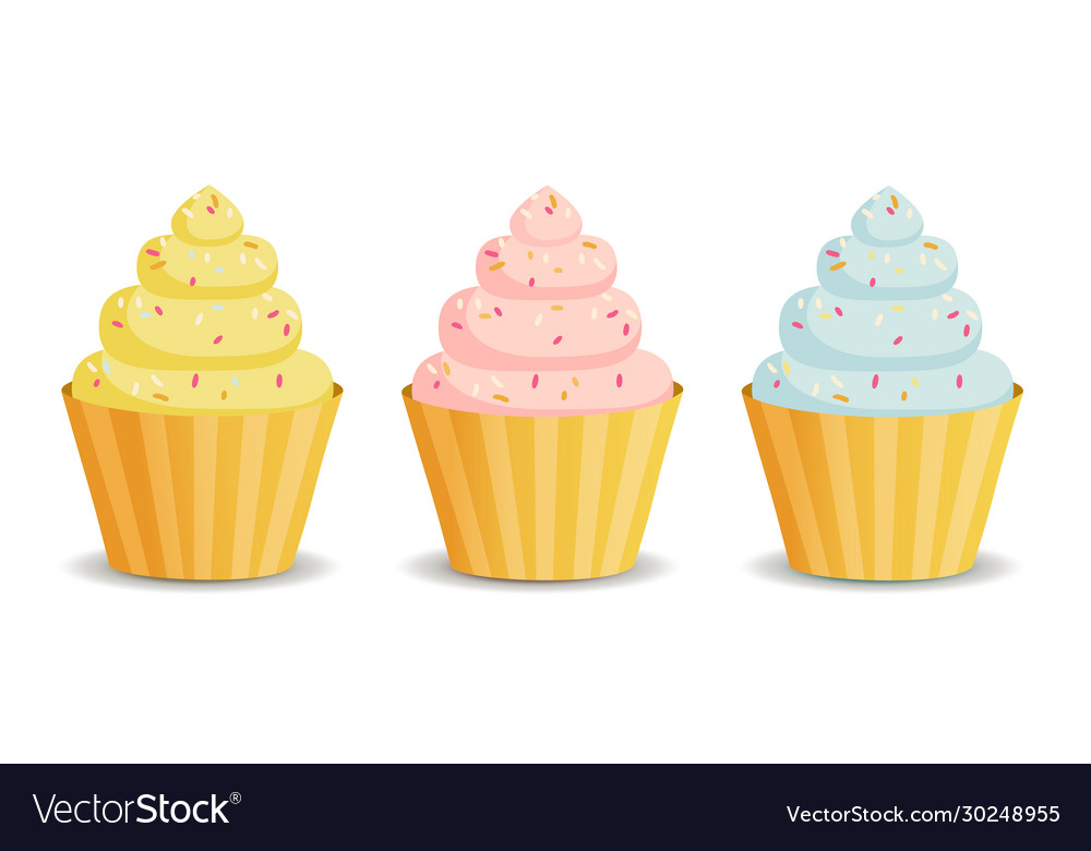Muffin icon set cupcake with cream and colorful Vector Image