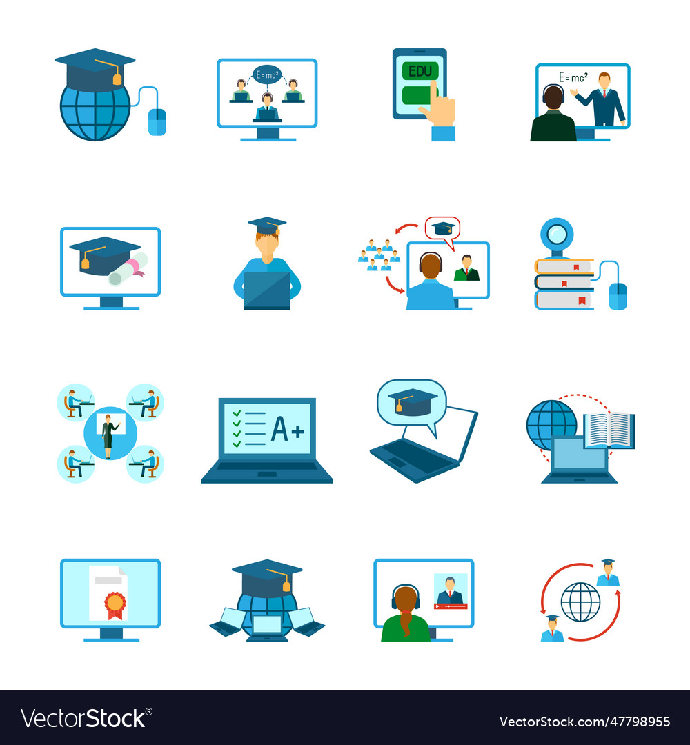 Online education icon flat education icon Vector Image