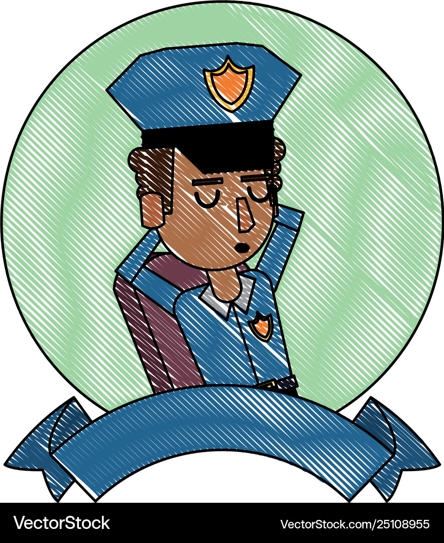 Police and blank ribbon banner scribble Royalty Free Vector