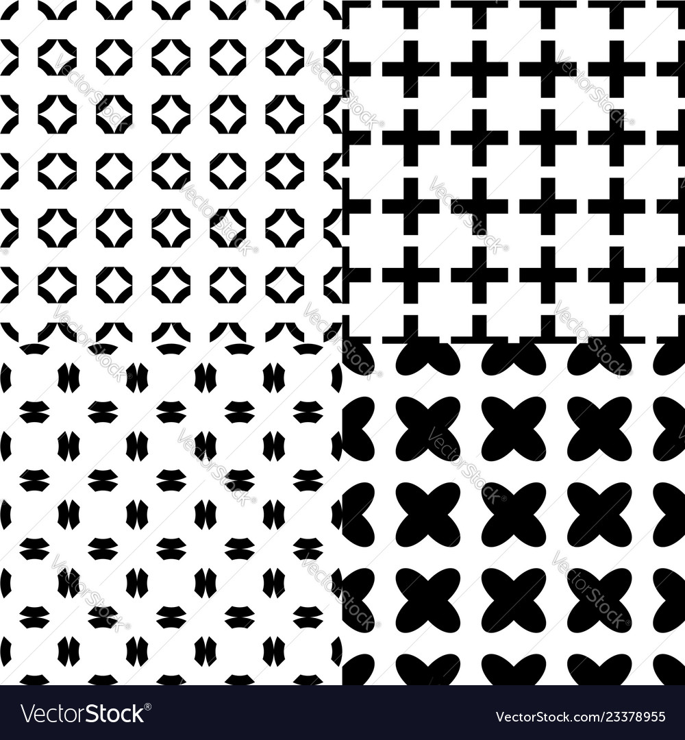 Seamless monochrome patterns set Royalty Free Vector Image