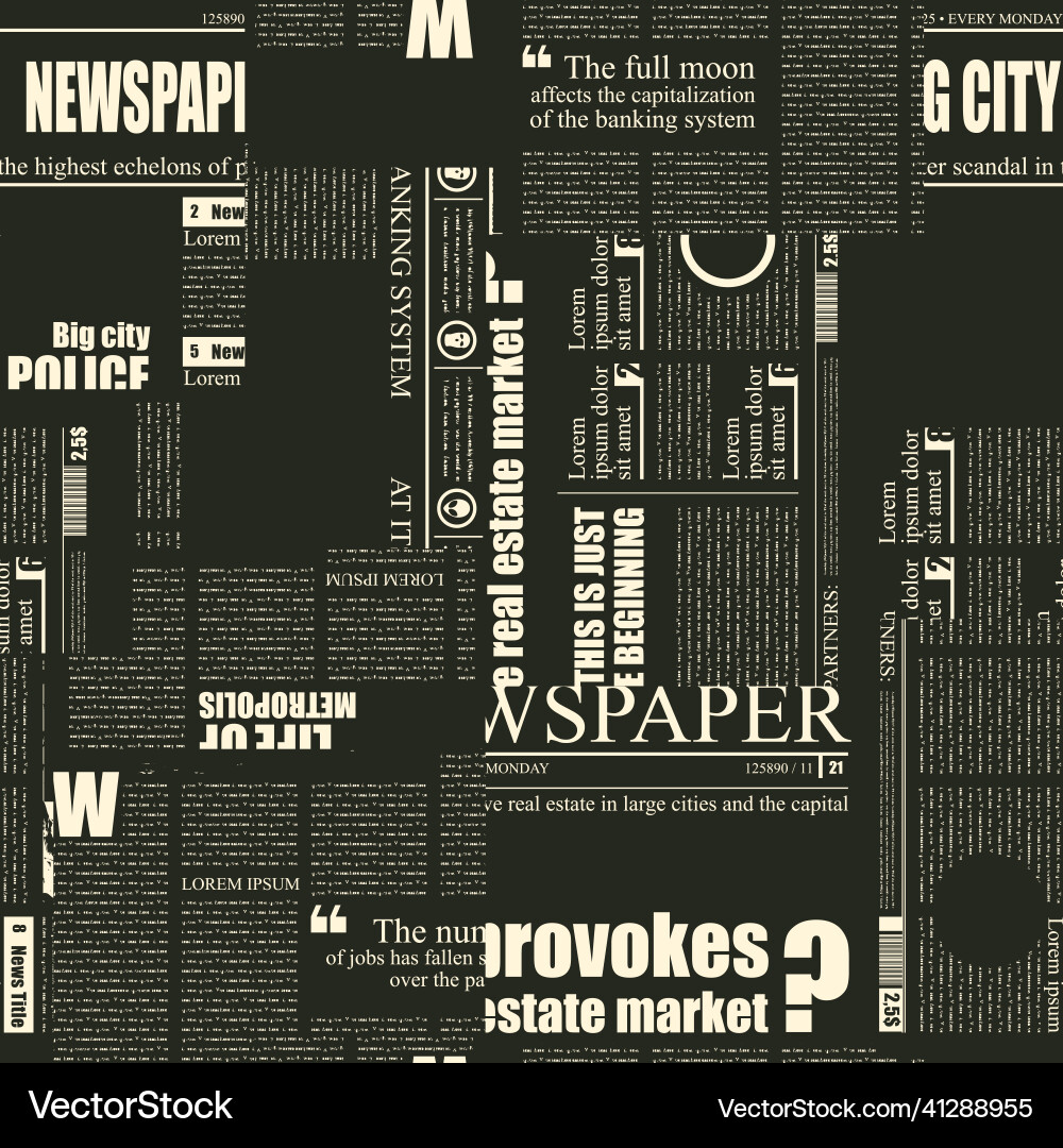 Seamless pattern on the theme of newspapers Vector Image