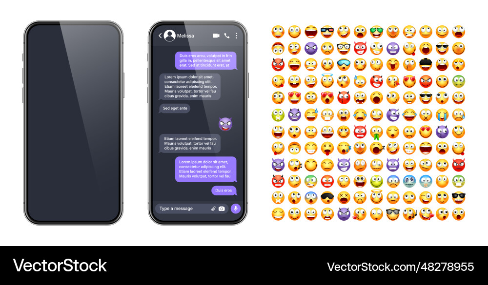 Smartphone messaging app user interface Royalty Free Vector