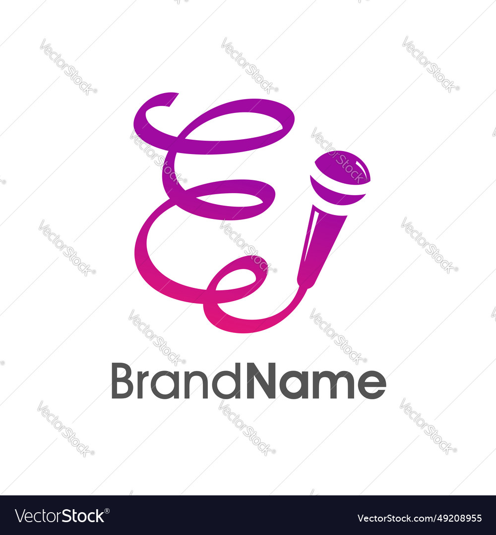 Stylish initial e microphone logo Royalty Free Vector Image
