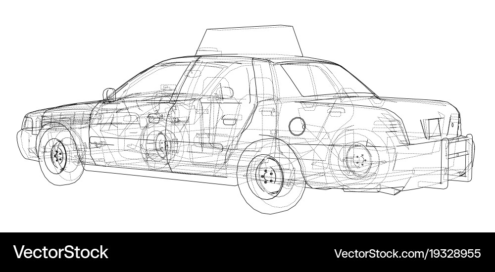 Taxi outline drawing Royalty Free Vector Image