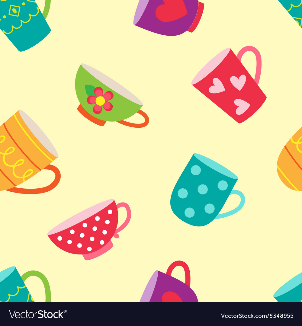Tea cups pattern Royalty Free Vector Image - VectorStock