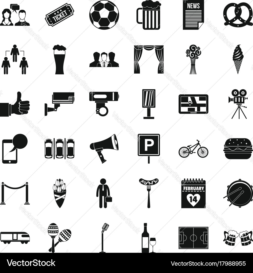 Theatre icons set simple style Royalty Free Vector Image