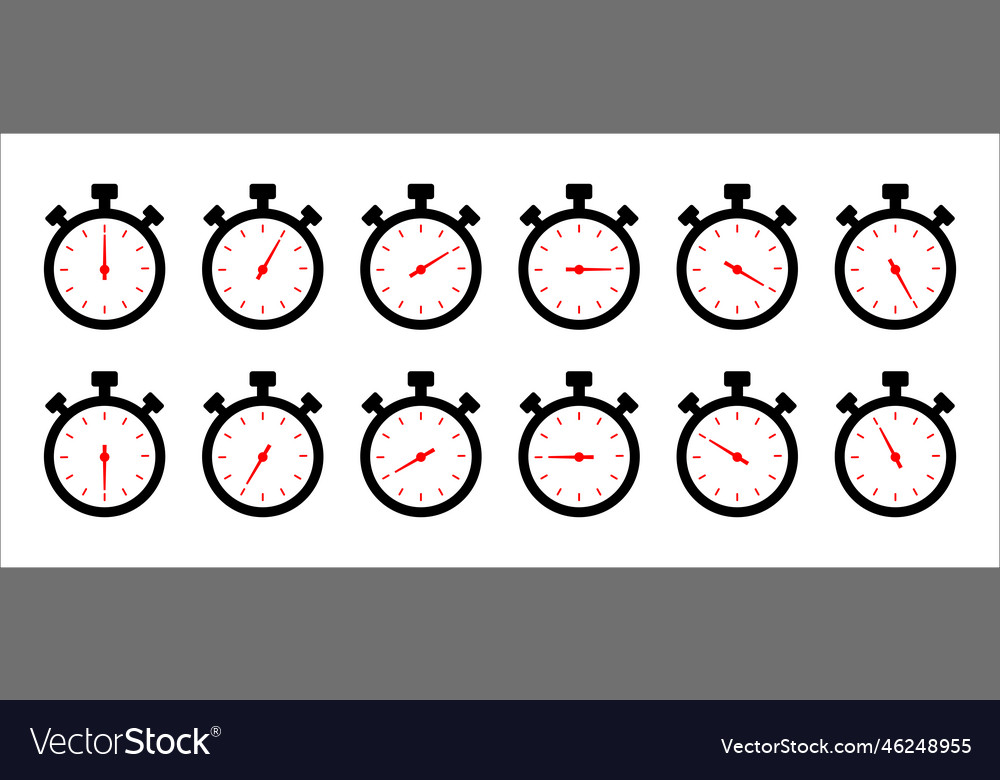 Timer icon collection symbol on a white Royalty Free Vector