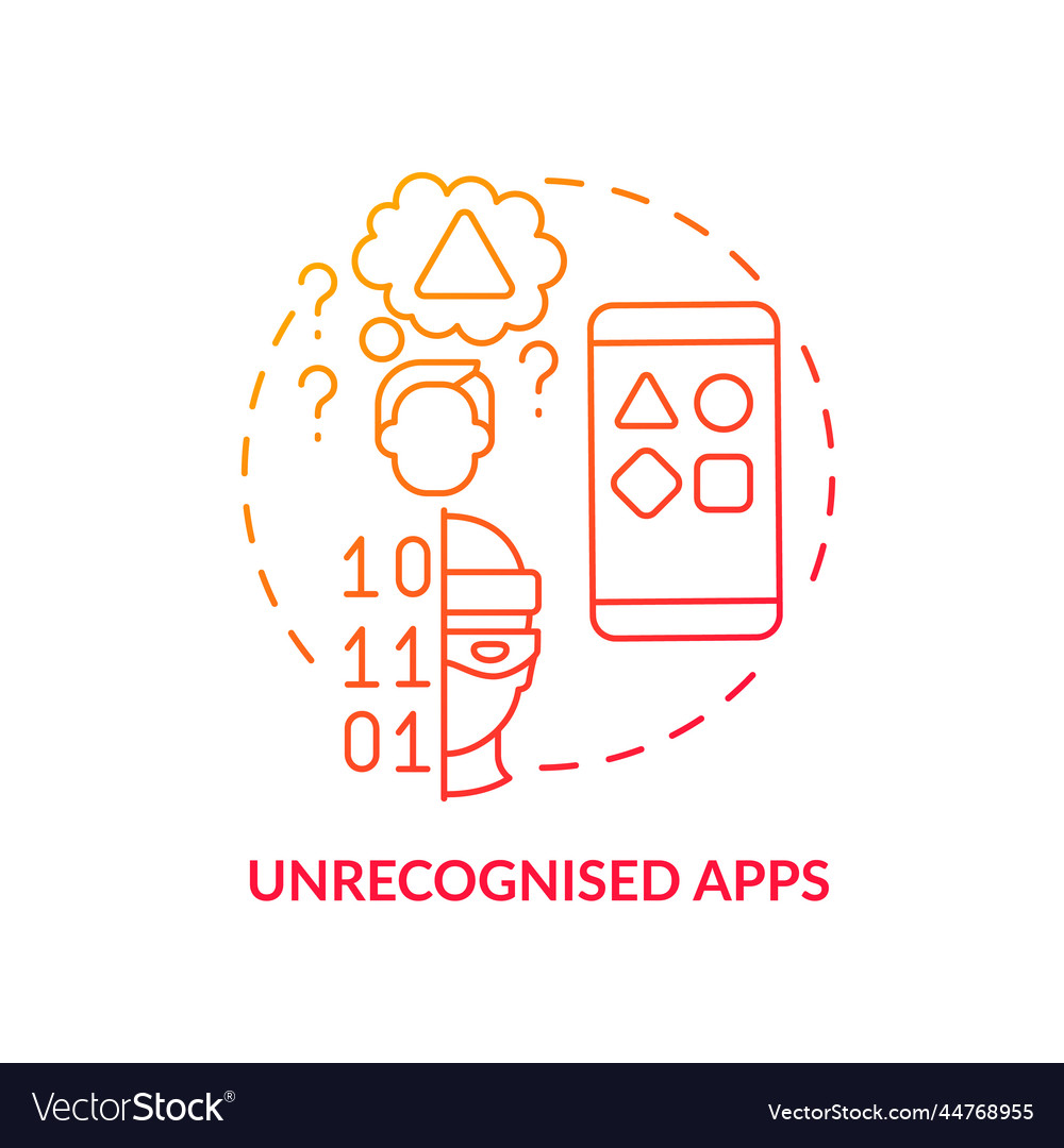 Unrecognized apps red gradient concept icon Vector Image Unrecognized apps red gradient concept icon Vector Image